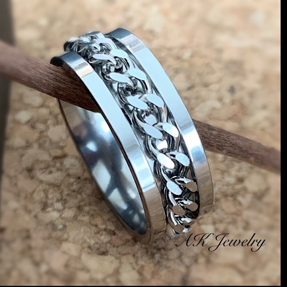Accessories | Titanium Steel Chain Link Spinning Ring | Poshmark